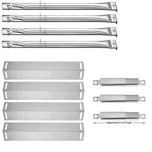 votenli s9215a (4-pack) s1512a (4-pack) 16 1/2″ stainless steel heat plate and burner and adjustable carryover tube replacement parts kit for charbroil 463211512, 463211513 gas grill model