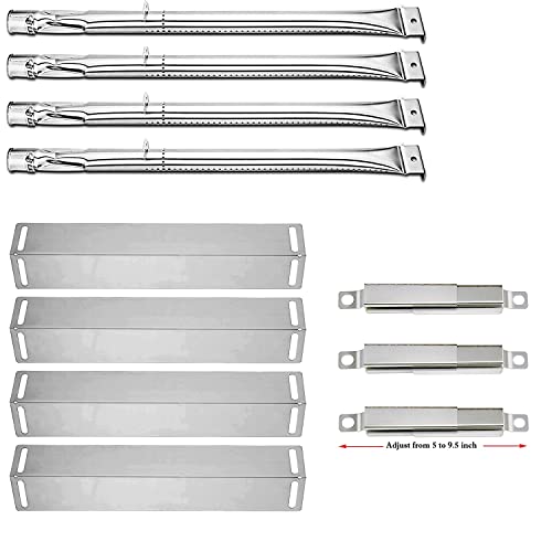 Votenli S9215A (4-Pack) S1512A (4-Pack) 16 1/2" Stainless Steel Heat Plate and Burner and Adjustable Carryover Tube Replacement Parts Kit for Charbroil 463211512, 463211513 Gas Grill Model