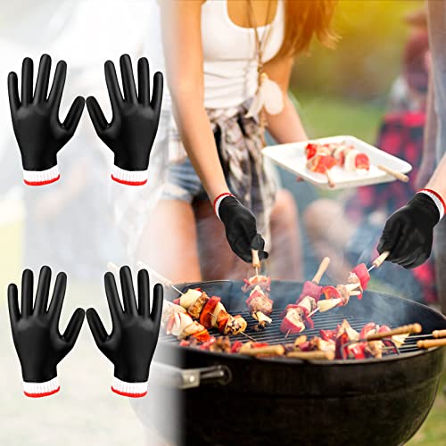 Janmercy 300 Pcs Disposable BBQ Gloves with 6 Pairs Cotton Liners Cooking Gloves Grilling Gloves Kit Reusable Glove Liners Black Latex Free Nitrile Gloves for Cooking Barbecue