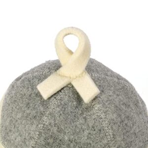 Natural Textile Sauna Hat 'Sauna Flower' White - 100% Organic Wool Felt Hats for Russian Banya - Protect Your Head from Heat - Sauna eBook Guide Included - with Embroidery