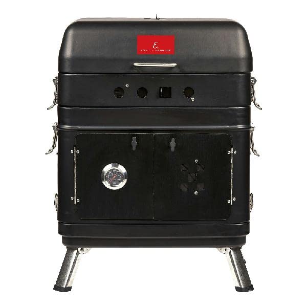 Emeril Lagasse Southern Cooker, Portable Outdoor Charcoal Grill & Meat Smoker Combo, Slow Cook, Oven Bake, for Backyard Patio, Barbecue & Tailgating, Black