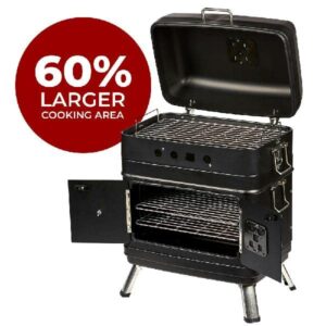 Emeril Lagasse Southern Cooker, Portable Outdoor Charcoal Grill & Meat Smoker Combo, Slow Cook, Oven Bake, for Backyard Patio, Barbecue & Tailgating, Black