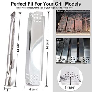 Criditpid Grill Parts Kits Compatible for Nexgrill 5 Burner 720-0888 720-0888N 720-0830H, Members Mark 720-0882D, 5-Pack Grill Burner, Heat Plate Replacement Parts for Nexgrill 720-0888N