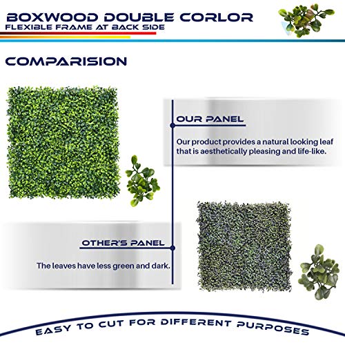 Windscreen4less Artificial Faux Ivy Leaf Decorative Fence Screen 20'' x 20" Boxwood/Milan Leaves Fence Patio Panel, Harmonious Boxwood 9 Pieces