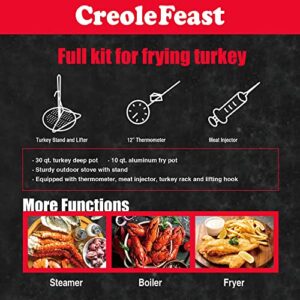 CreoleFeast TFS3010 Propane 30 Qt. Turkey and 10 Qt. Fish Fryer Boiler Steamer Set, 50,000 BTU Burner, Ideal for Outdoor Cooking