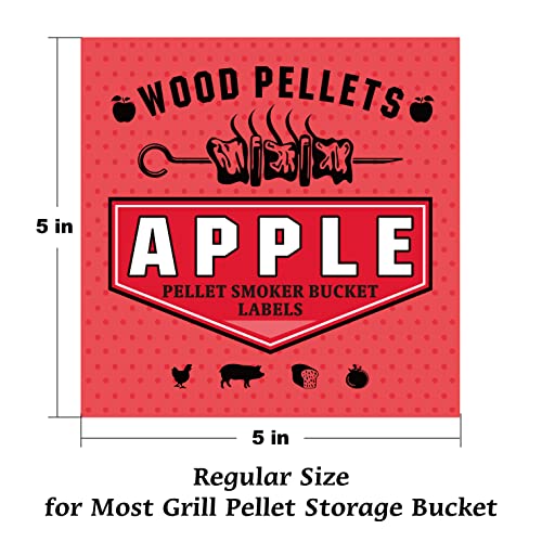 Smoker Grill Pellet Label Stickers, for Wood Pellet Storage Containers, Pasted on Pellet Storage Bucket for Easy Identification of Pellets of Different Flavors,Set of 12 Sticker Labels