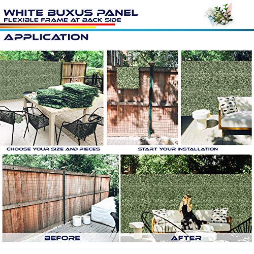 Windscreen4less Artificial Faux Ivy Leaf Decorative Fence Screen 20'' x 20" Boxwood/Milan Leaves Fence Patio Panel, Buxus White 11 Pieces