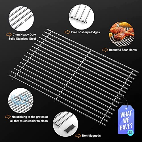 AOREWTGGH 7639 Cooking Grates for Weber Spirit I & II 300 Series E310, E320, E330, S310, S320,304 Stainless Steel Grill Grates for Spirit 700, Weber 900, Genesis Silver/Gold/Platinum B & C, 1000-3500