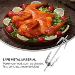 Angoily Rotisserie Meat Forks Air Fryer Fork Grill Spit Rod Stainless Steel Roast Chicken Fish Forks for Home Picnic BBQ Camping(NO screws)