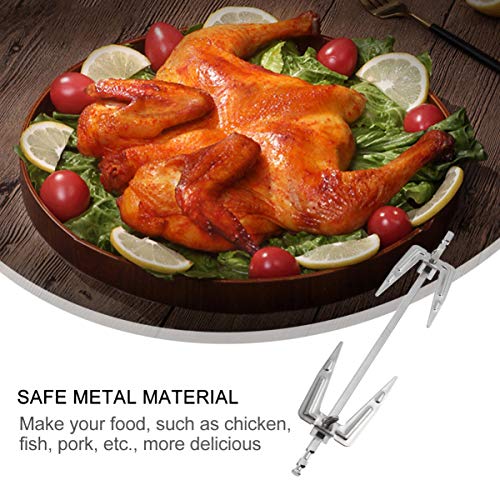 Angoily Rotisserie Meat Forks Air Fryer Fork Grill Spit Rod Stainless Steel Roast Chicken Fish Forks for Home Picnic BBQ Camping(NO screws)