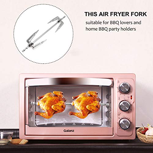 Angoily Rotisserie Meat Forks Air Fryer Fork Grill Spit Rod Stainless Steel Roast Chicken Fish Forks for Home Picnic BBQ Camping(NO screws)