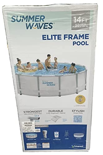 SUMMER WAVES 14ft Elite Frame Pool with Filter Pump, Cover, and Ladder