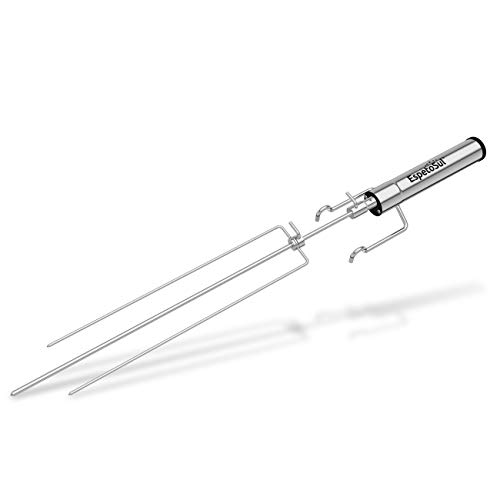 ESPETOSUL Single Automatic Spinning Barbecue Skewer, Battery Operated Portable Barbecue Spinning Skewer