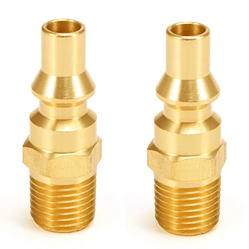 ANPTGHT 2PCS Propane Quick Connect Fitting Full Flow Male Plug with 1/4 Inch Male NPT Thread, Natural & Propane Gas Hose Plug for RV Portable BBQ