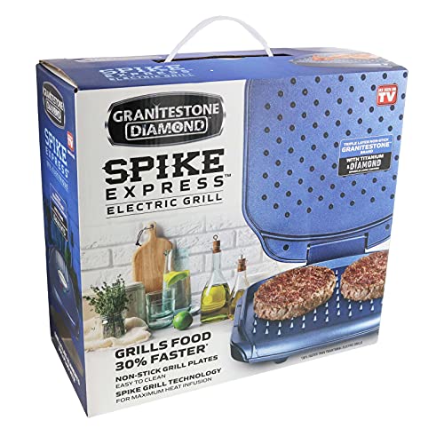 Granitestone Electric Grill Non-Stick Spike Express Electric Grill with Titanium Diamond Coating-Grills Food Grills 30% Faster-As Seen On TV