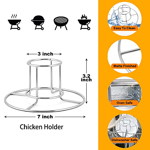 HaSteeL Beer Can Chicken Holder 2 Pack, Stainless Steel Chicken Rack for Grill Smoker Oven BBQ, Vertical Beer Butt Chicken Stand for Tender Roaster Chicken & Turkey, Sturdy & Dishwasher Safe