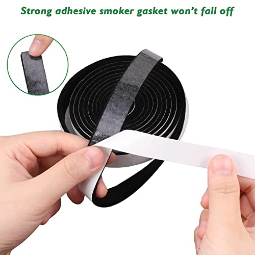 Lineba Smoker Gasket, 15 FT Long BBQ Smoker Self Stick Seal Tape, 1/2” x 1/8” High Temp Seal Grill Gasket for Smokers and BBQ Lid