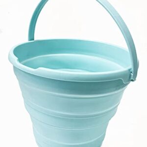 SAMMART 10L (2.6 Gallon) Collapsible Plastic Bucket - Foldable Round Tub - Portable Fishing Water Pail - Space Saving Outdoor Waterpot, Size 33cm Dia (1, Lake Green)