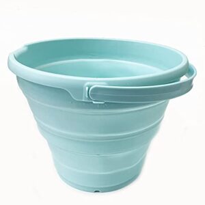 SAMMART 10L (2.6 Gallon) Collapsible Plastic Bucket - Foldable Round Tub - Portable Fishing Water Pail - Space Saving Outdoor Waterpot, Size 33cm Dia (1, Lake Green)