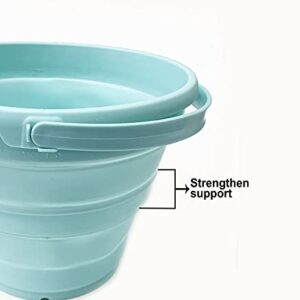 SAMMART 10L (2.6 Gallon) Collapsible Plastic Bucket - Foldable Round Tub - Portable Fishing Water Pail - Space Saving Outdoor Waterpot, Size 33cm Dia (1, Lake Green)