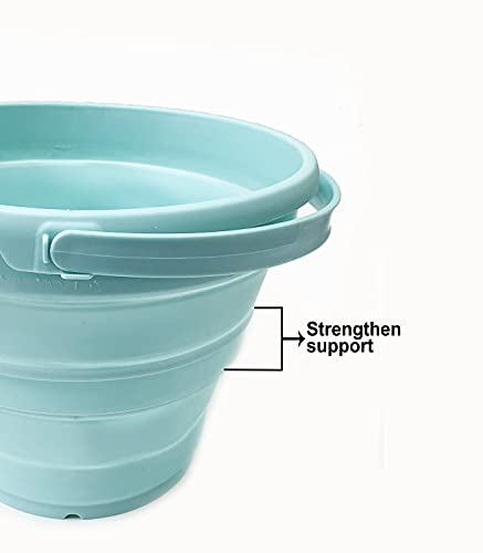 SAMMART 10L (2.6 Gallon) Collapsible Plastic Bucket - Foldable Round Tub - Portable Fishing Water Pail - Space Saving Outdoor Waterpot, Size 33cm Dia (1, Lake Green)