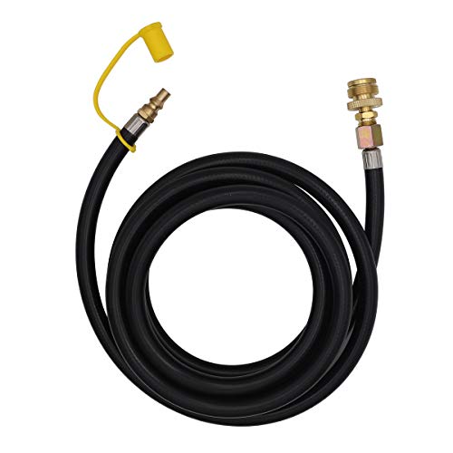 METER STAR 12 Ft Quick Connect Liquid Propane Hose for RV to Hook Up Portable Camping BBQ Grill,Quick-Change Connection Convert to 3/8“ Female Flare Hose for 1lb Tank Regulator