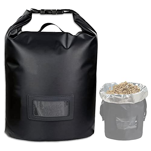 Kintaki 20LBs Fuel Pellet Storage Bag, Wood Pellet Camping Storage Bucket Containers for Grill, Waterproof Smoker Pellet Dispenser, Wood Pellet Storage Bucket, Black