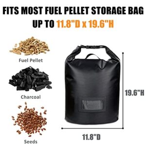 Kintaki 20LBs Fuel Pellet Storage Bag, Wood Pellet Camping Storage Bucket Containers for Grill, Waterproof Smoker Pellet Dispenser, Wood Pellet Storage Bucket, Black