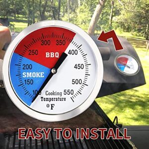 MEASUREMAN 3 Inch Barbecue Thermometer, BBQ Smoker, Grill Thermometer