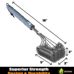 Cave Tools BBQ Grill Brush for Cleaning Barbecue Grates - Rust Proof Design - BBQ Smoker Grill Accessories