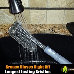 Cave Tools BBQ Grill Brush for Cleaning Barbecue Grates - Rust Proof Design - BBQ Smoker Grill Accessories