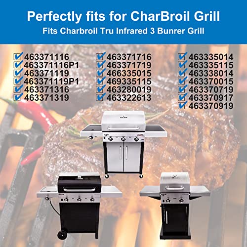 Uniflasy Porcelain-Enameled Cooking Grid Grates and Heat Plate Burner fits CharBroil Performance Tru Infrared 3 Burner 463370719 463371116 463280019 463371716 463633316