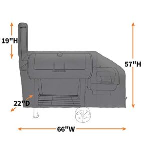 i COVER 66 Inch 600D Heavy Duty Water Proof Patio Outdoor Canvas Offset BBQ Barbecue Smoker Cover for Oklahoma Joe s Highland and Landmann Brinkmann Char-Broil Char Griller