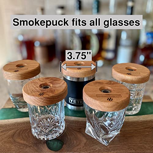 Smokepuck Cocktail Smoker Kit with Apple+Cherry+Walnut Wood Chips - Made in USA - Safe, Fast, Easy Create Smoked Old Fashioned - Great Whiskey & Bourbon Gift - Includes XL Premium Torch - NO Butane