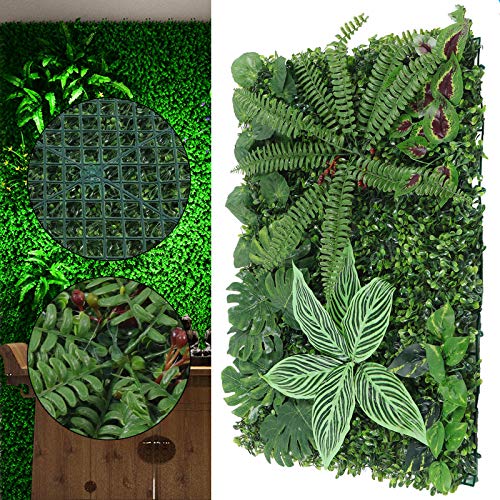 Artificial Hedges Panels, Greenery Wall Backdrop Topiary Hedge Plant Panels, 12PCS 23.62" x 15.75" x 1.57" Boxwood Ivy Privacy Fence Screening, UV Protected Faux Greenery Mats (Spring Mix Style#B)