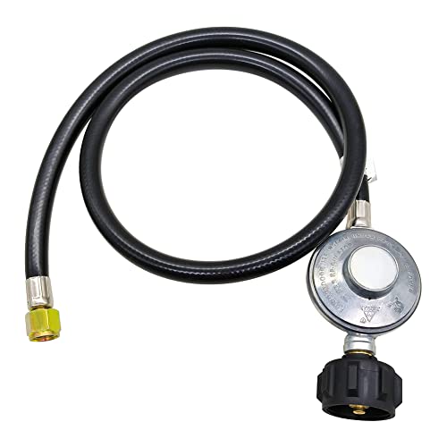 Hooshing Propane Hose with Regulator Universal Gas Grill Regulator and Hose Replacement for LP Gas Grill, Heater and Fire Pit, 3.28 Feet