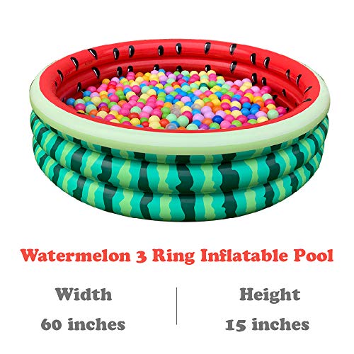 Kiddie Pool, 60" X 15" Watermelon Baby Pool for Outside, Kids Swimming Pool for Backyard, Huge Inflatable Ball Pit Pool for Toddler, Blow Up Pool for Kids