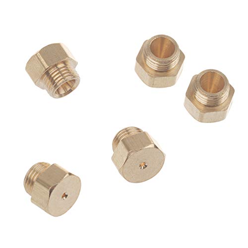 Timsec 20Pcs Brass Jet Nozzles, M6 x 0.75mm and M5 x 0.5mm Thread, 0.5mm and 0.68mm Nozzle Hole, DIY Burner Parts for Range, Stove, Oven Conversion Kit, Propane LPG Natural Gas Pipe Water Heater