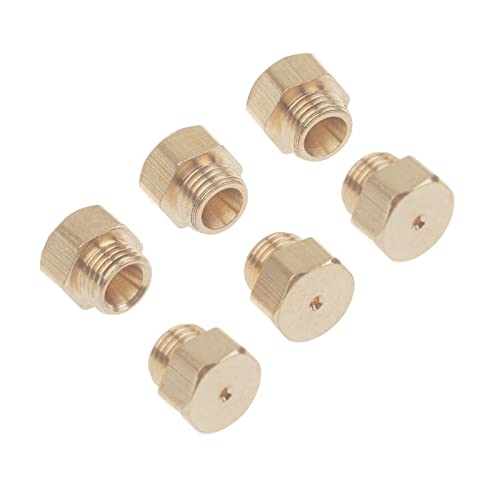 Timsec 20Pcs Brass Jet Nozzles, M6 x 0.75mm and M5 x 0.5mm Thread, 0.5mm and 0.68mm Nozzle Hole, DIY Burner Parts for Range, Stove, Oven Conversion Kit, Propane LPG Natural Gas Pipe Water Heater