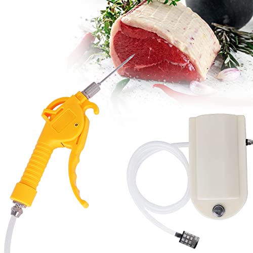 Electric Meat Injector Gun Pump with Hose, 70W Automatic Marinade Injector Meat Syringe Single Gun with 10 Stainless Steel Needle for Roast Turkey, Pork, Beef