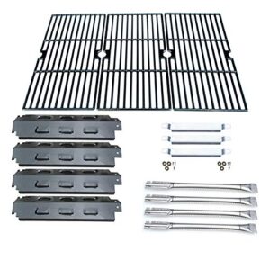 direct store parts kit dg158 replacement for charbroil 463420507, 463420509, 463460708,463460710 gas grill(ss burner+ss carry-over tubes+porcelain steel heat plate+porcelain cast iron cooking grid)