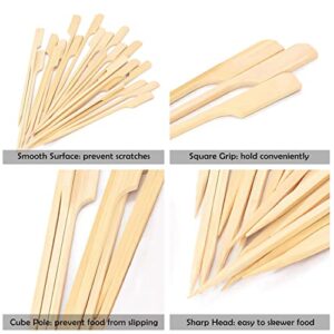 4 Inch Bamboo Skewers 100PCS Food Appetizer Toothpicks Wide Flat Paddle Bamboo Wood Picks for Cocktail, Marshmallow, Fruit, Grilling, Drink, BBQ, Barbecue, Yakitori Chicken, Fondue, Roasting