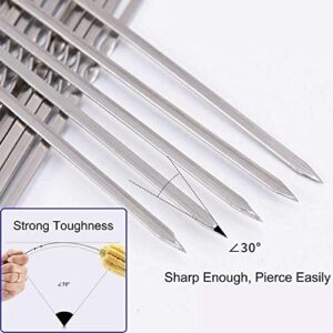 20 Piece Kebab Flat Metal Stainless Steel Skewers, BBQ Skewers, Reusable BBQ Skewers, Good for Sausage Chicken Vegetable Kebab - 14" (stainless steel)