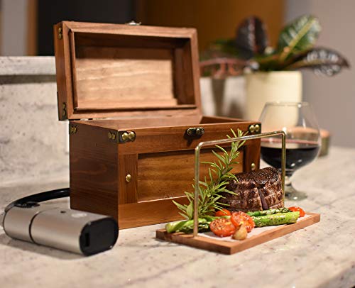 Cocktail Smoker Box Smoking Gun Wood Smoke Infuser I Indoor Smoker Wooden Box 9”x 5” x 6” with Smoke Infuser 4.7” x 2.4” x 1.4” I Portable Smoke Generator Smoking Accessories