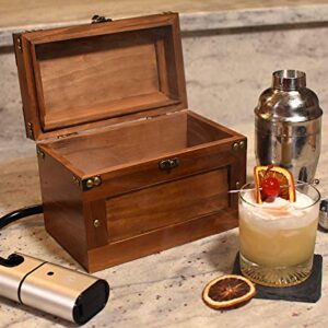 Cocktail Smoker Box Smoking Gun Wood Smoke Infuser I Indoor Smoker Wooden Box 9”x 5” x 6” with Smoke Infuser 4.7” x 2.4” x 1.4” I Portable Smoke Generator Smoking Accessories