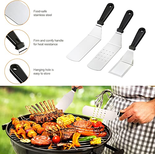 Blackstone Griddle Accessories Kit, 14pcs Flat Top Grill Accessories Set for Blackstone and Camp Chef, Enlarged Spatulas, Basting Cover, Scraper, Tongs, Grill Spatula Kit for Outdoor BBQ