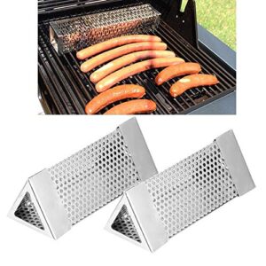 2Pcs 6in Stainless Steel BBQ Grill Smoker Tube Portable Barbecue Smoke Generator Mesh Tube Pellets Smoke Box Barbecue Accessory(1#)