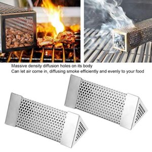 2Pcs 6in Stainless Steel BBQ Grill Smoker Tube Portable Barbecue Smoke Generator Mesh Tube Pellets Smoke Box Barbecue Accessory(1#)