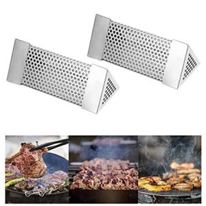 2Pcs 6in Stainless Steel BBQ Grill Smoker Tube Portable Barbecue Smoke Generator Mesh Tube Pellets Smoke Box Barbecue Accessory(1#)