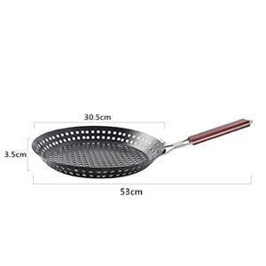 Hovico Nonstick Grilling 12" Skillet With Removable Handle, Nonstick Grilling Tray Durable Grill Pans with Holes for Outdoor Grill Small and Big Topper Baskets BBQ accessories for Vegetable, Fish